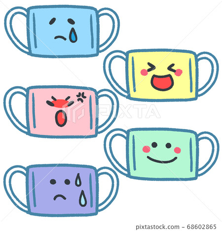 Colorful mask character facial expression set - Stock Illustration ...