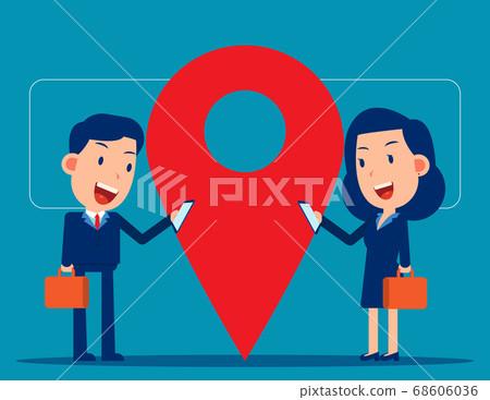 Business and partner team near location point - Stock Illustration ...