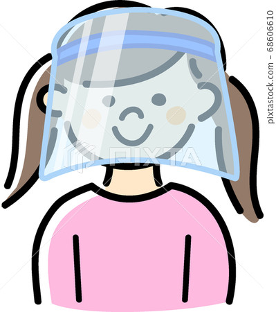 Illustration of a girl with a face shield - Stock Illustration ...