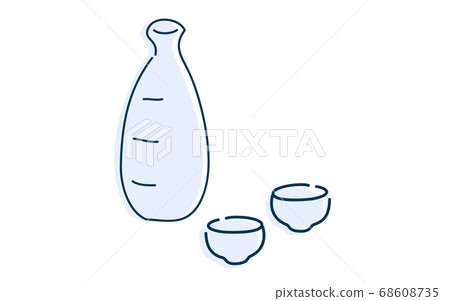 Image illustration of two people drinking sake - Stock Illustration ...