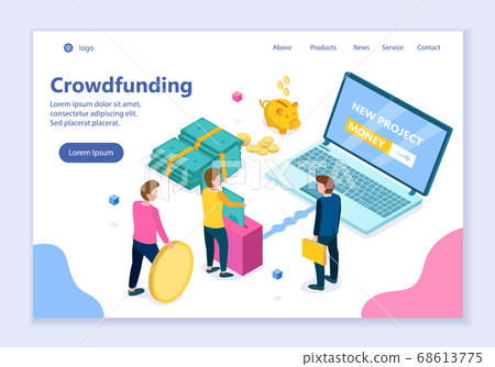 Concept of crowdfunding, creative website template-插圖素材 [68613775 ...