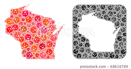 Map of Wisconsin State - Flu Virus Mosaic with... - Stock Illustration ...