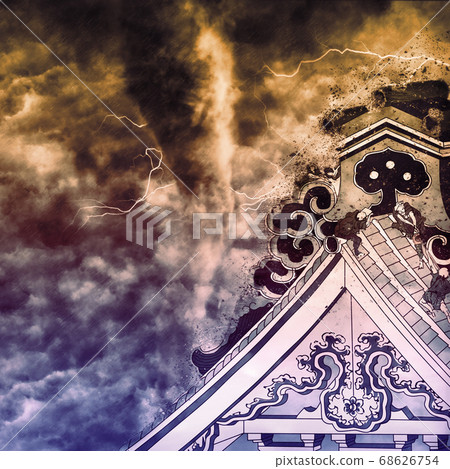 Ukiyo-e Building, Part 4 Arashi Version - Stock Illustration [68626754 ...