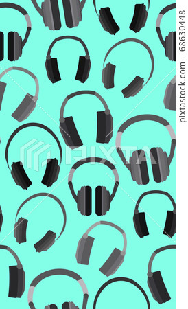 Seamless texture with flat headphones on a blue... - Stock Illustration ...