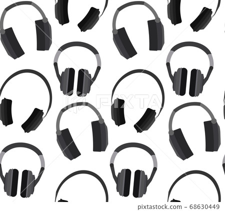 Seamless texture with flat headphones on a... - Stock Illustration ...