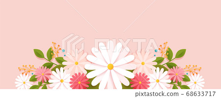 Paper flowers, isolated floral design elements... - Stock Illustration ...