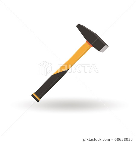 Hammer in flat style but slightly in perspective.-插圖素材 [68638033] - PIXTA圖庫