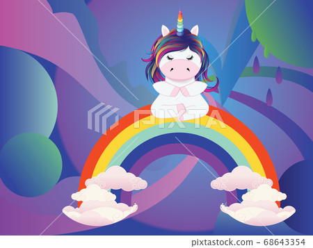 Unicorn in lotus pose - Stock Illustration [68643354] - PIXTA