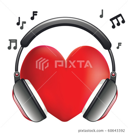 Red heart with headset - Stock Illustration [68643392] - PIXTA