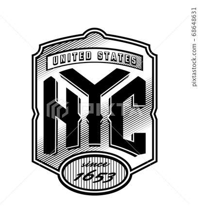 New York city emblem, vintage style. Vector... - Stock Illustration ...