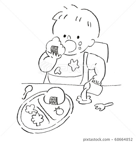 Pen drawing illustration of a child spilling food - Stock Illustration ...