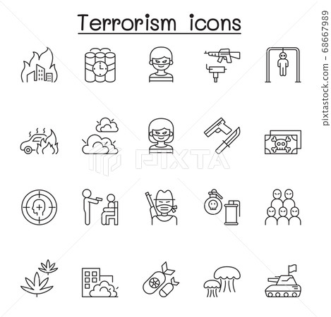 Set of Terrorism Related Vector Line Icons. - Stock Illustration ...