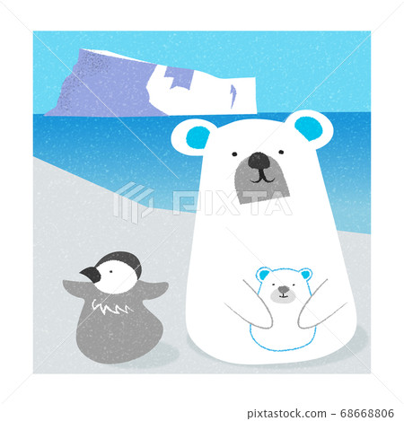 Polar bear parent and child and penguin - Stock Illustration [68668806 ...