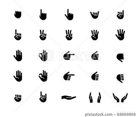 Set of various hand icons / poses / index... - Stock Illustration ...