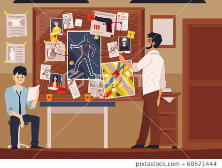 Police station investigation room interior with... - Stock Illustration ...