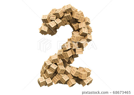 Number 2 from wooden boxes. 3D rendering - Stock Illustration [68673465 ...