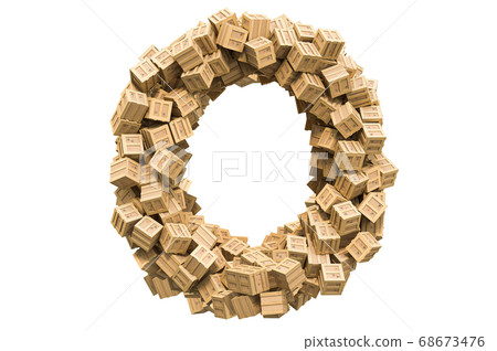 Letter O from wooden boxes. 3D rendering - Stock Illustration [68673476 ...