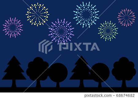 Wood background rectangle fireworks - Stock Illustration [68674682] - PIXTA