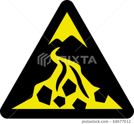 Debris flow caution pictogram - Stock Illustration [68677012] - PIXTA