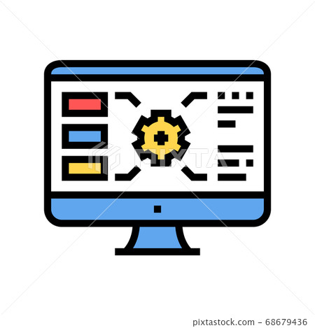 gear characteristics on computer screen color... - Stock Illustration ...
