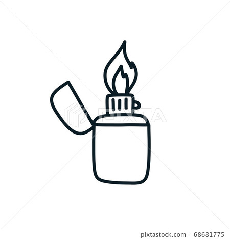lighter doodle icon, vector black line - Stock Illustration [68681775 ...