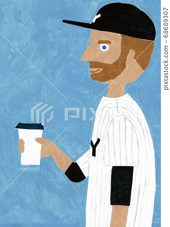 Baseball player drinking coffee - Stock Illustration [68689307] - PIXTA