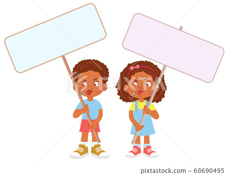 African Child holding banner - Stock Illustration [68690495] - PIXTA