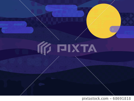 Japanese pattern background of full moon - Stock Illustration [68691818 ...