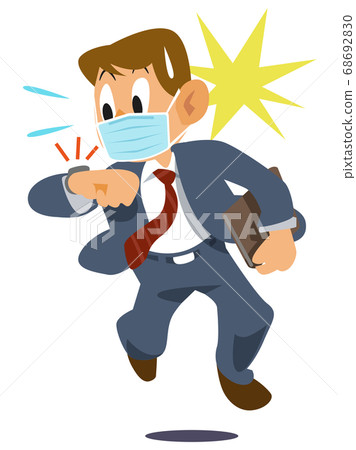 Businessman Wearing Mask-I'm Late - Stock Illustration [68692830] - PIXTA
