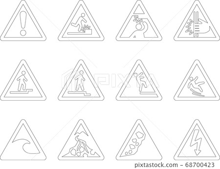 Caution mark set (line drawing ver.) - Stock Illustration [68700423 ...