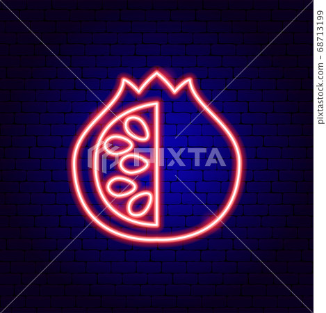Pomegranate with Seeds Neon Sign - Stock Illustration [68713199] - PIXTA