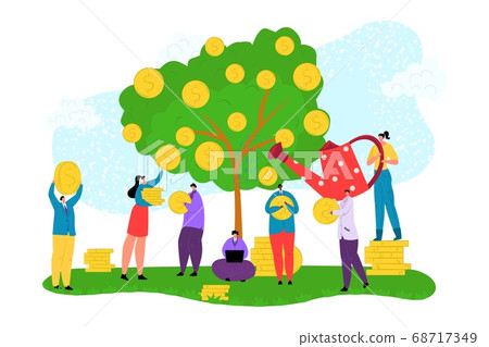 Money business investment coin tree, vector... - Stock Illustration ...