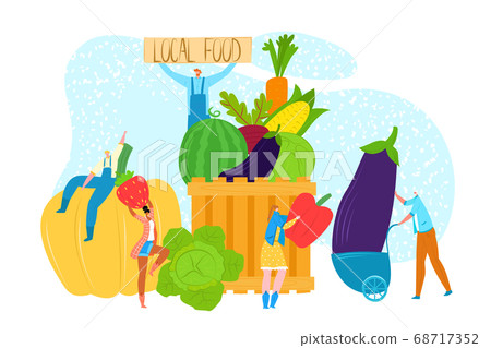 Fresh local food concept, vector illustration.... - Stock Illustration ...