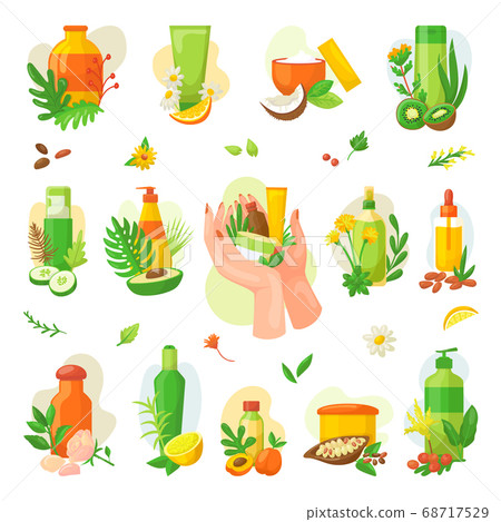 Natural organic cosmetics labels and badges for... - Stock Illustration ...