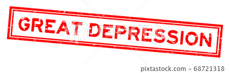Grunge red great depression word square rubber... - Stock Illustration ...