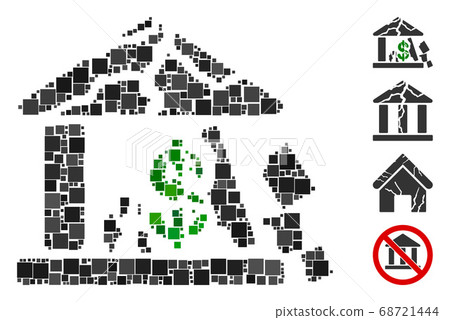 Square Broken Bank Icon Vector Mosaic - Stock Illustration [68721444 ...