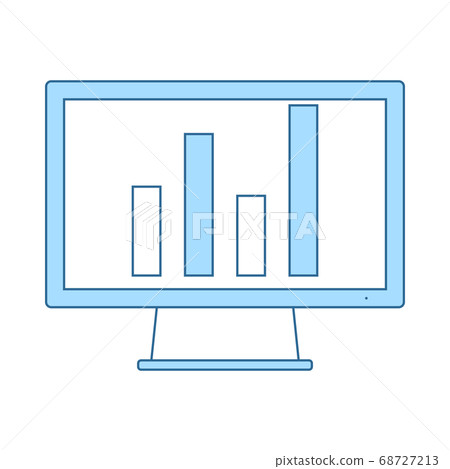 Monitor With Analytics Diagram Icon - Stock Illustration [68727213] - PIXTA