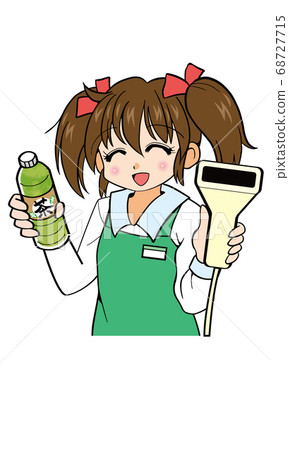 Girl working part-time at a convenience store - Stock Illustration ...