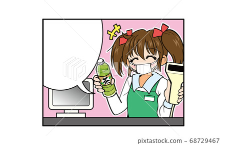 A girl working part-time at a convenience store... - Stock Illustration [68729467] - PIXTA