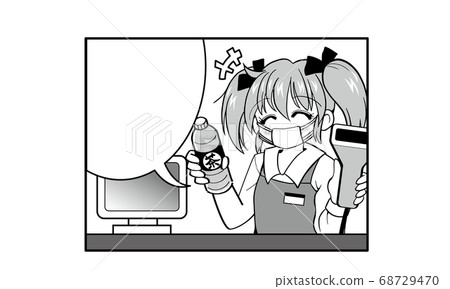A girl working part-time at a convenience store... - Stock Illustration [68729470] - PIXTA