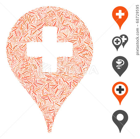 Line Mosaic Clinic Map Pointer Icon - Stock Illustration [68729595] - PIXTA