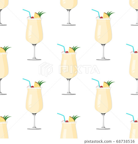 Tropical drink Pina Colada. Alcohol drink... - Stock Illustration ...
