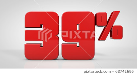39% red text isolated on white background, 3d... - Stock Illustration ...