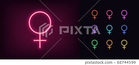 Neon female gender icon. Glowing neon gender - Stock Illustration ...