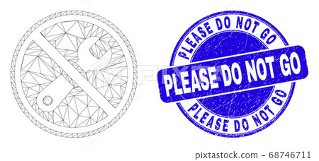 Blue Scratched Please Do Not Go Seal and Web... - Stock Illustration ...