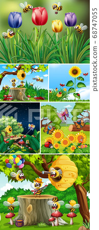 Set of different insects living in the garden - Stock Illustration ...
