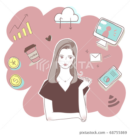 Women and the Internet (pink background) - Stock Illustration [68755869 ...