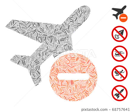 Line Mosaic Airplane Restricted Icon - Stock Illustration [68757641 ...