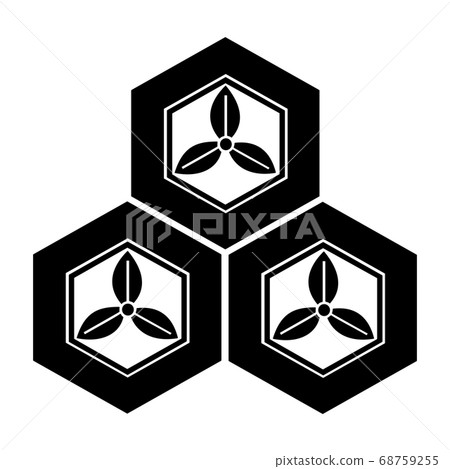 Naoe's family crest Mitsuba on the three turtle... - Stock Illustration ...