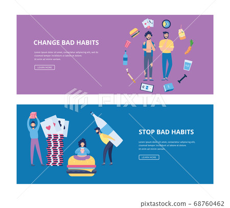 Flyers set with claiming to stop bad unhealthy...-插圖素材 [68760462] - PIXTA圖庫